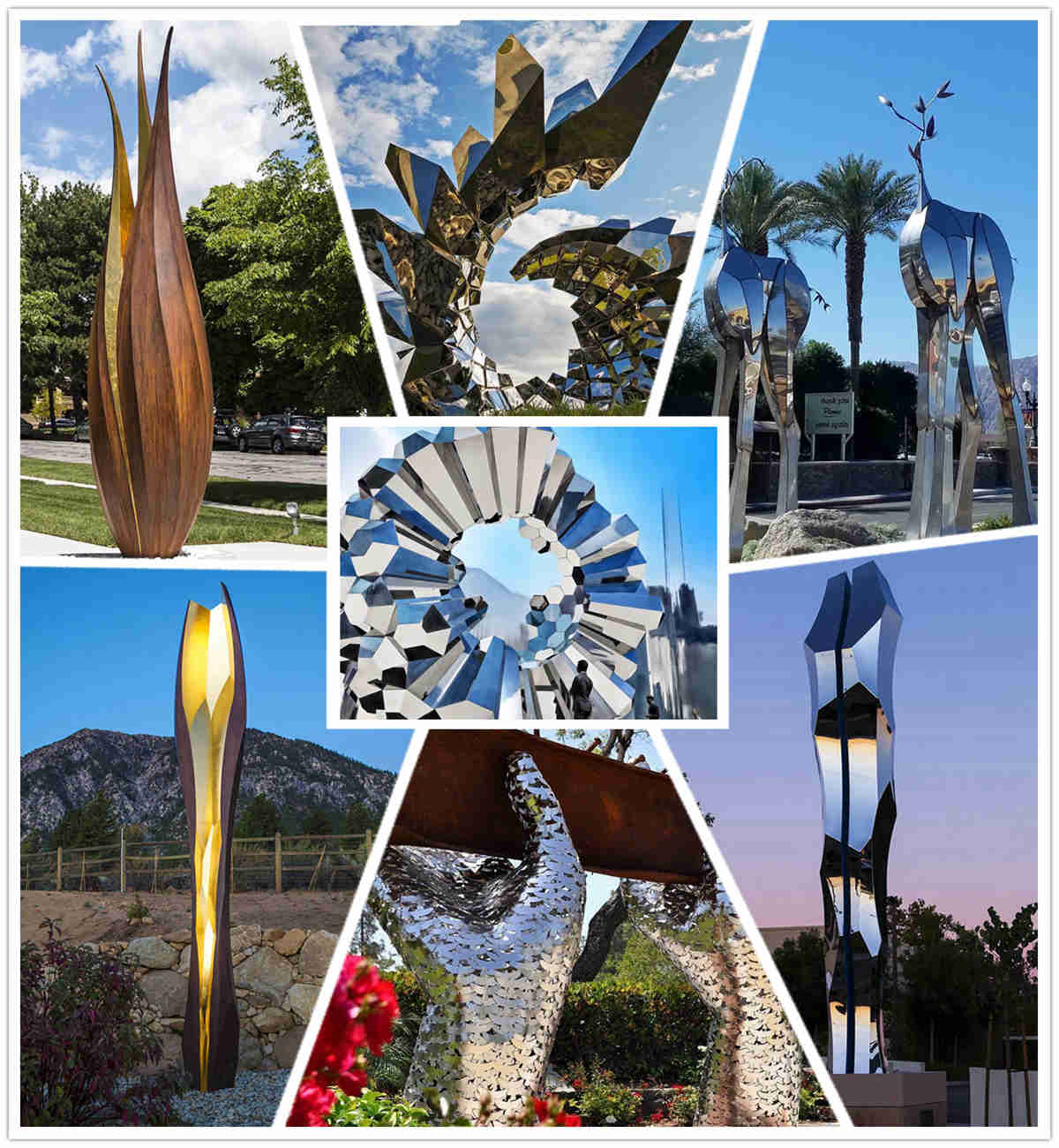 Large Mirror Polished Stainless Steel Sculpture Public-YouFine
