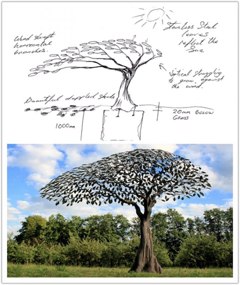 Realistic Large Metal Tree Sculpture Outdoor - YouFine Sculpture