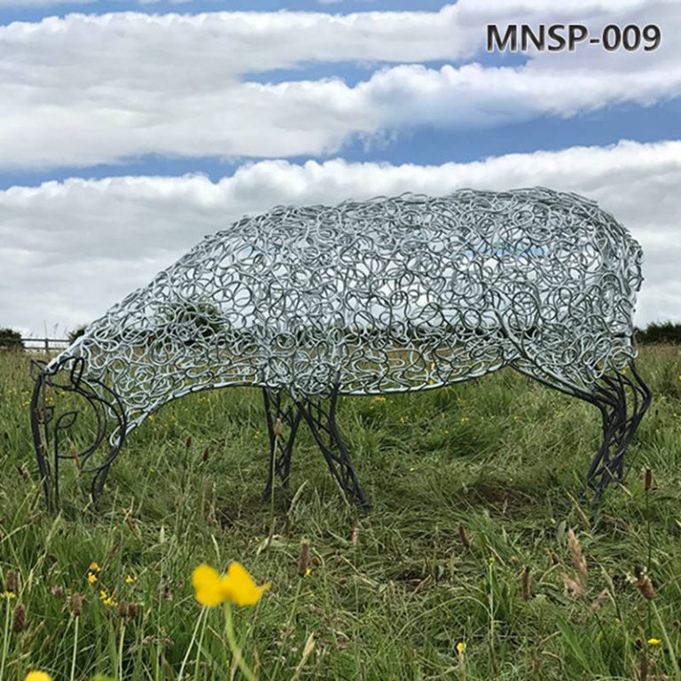 Life Size Wire Metal Sheep Sculpture