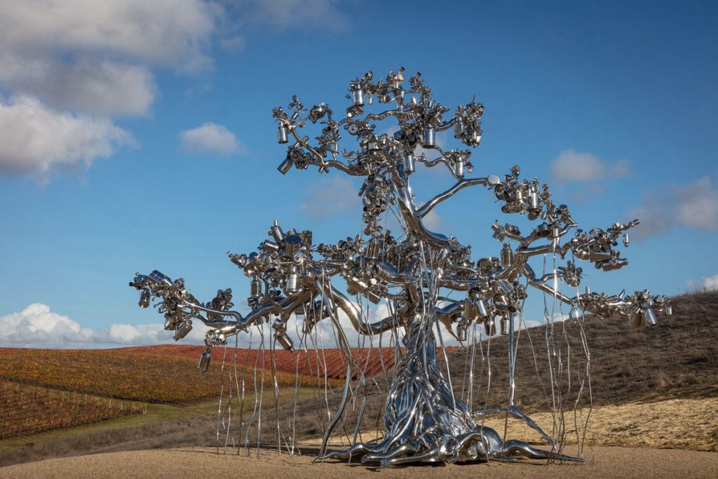Large Mirrored Stainless Steel Banyan Tree Sculpture