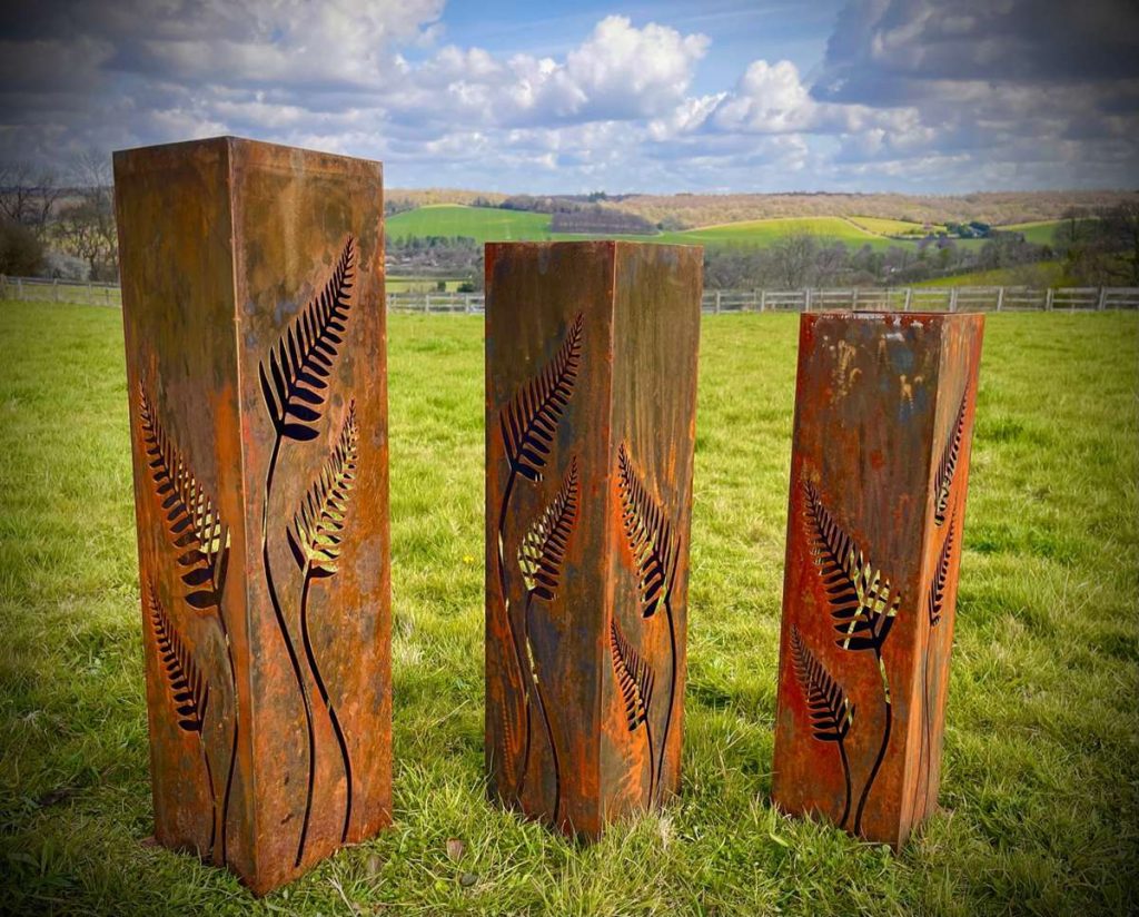 Hollow Corten Steel Metal Garden Columns - YouFine Sculpture