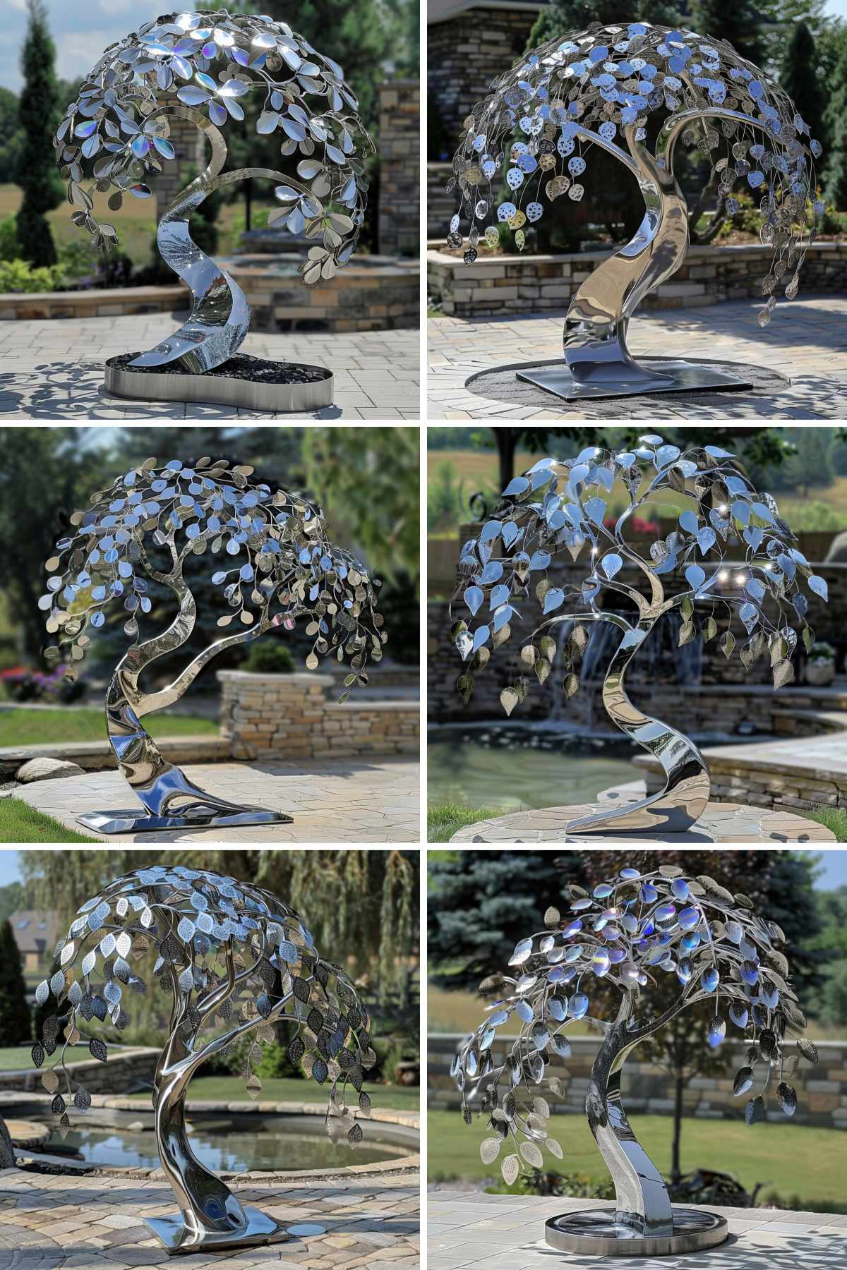 Large Modern Metal Tree Outdoor Sculpture Decor - YouFine